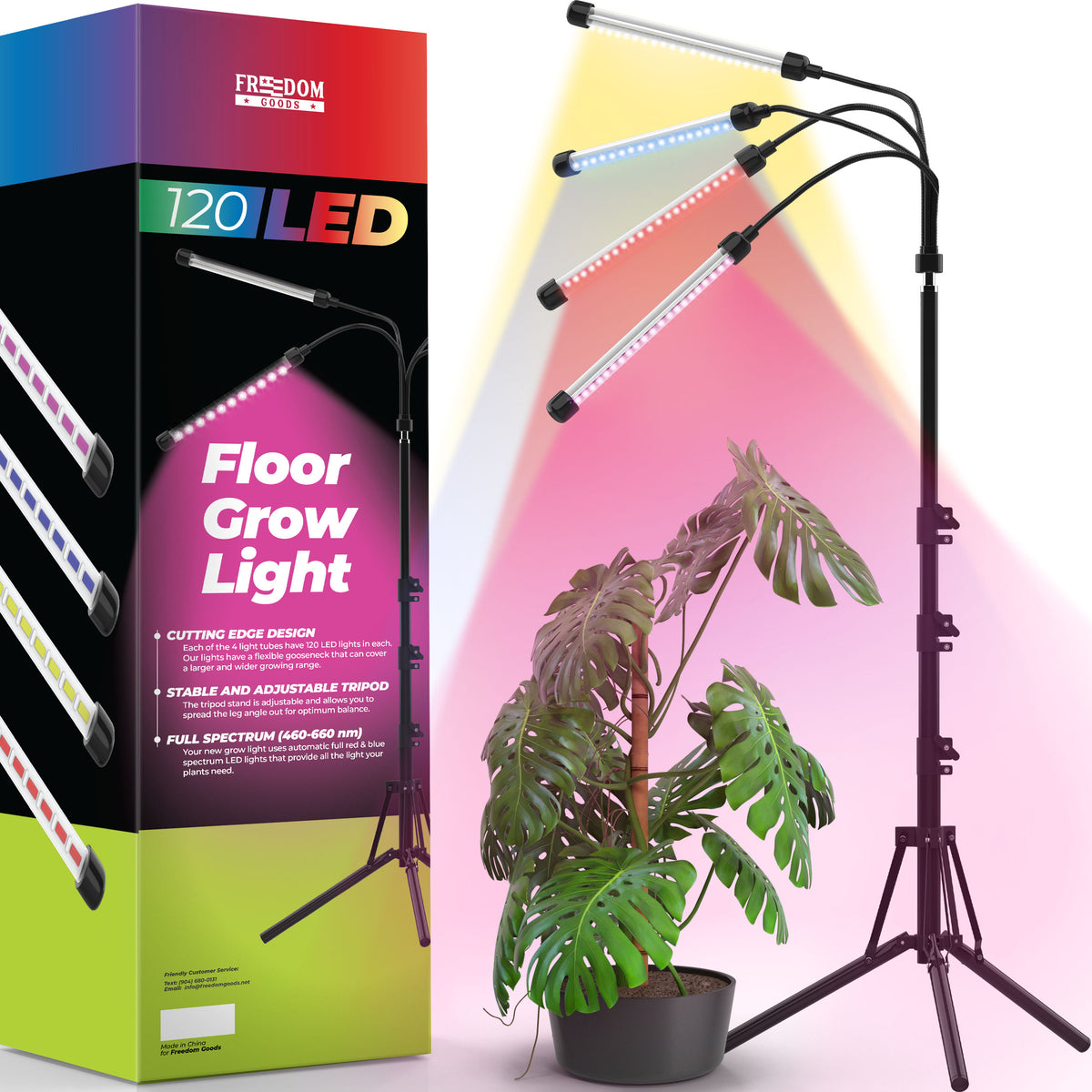 Grow Lights for Indoor Plants Full Spectrum (4 Heads, 10 Dimmable Leve ...